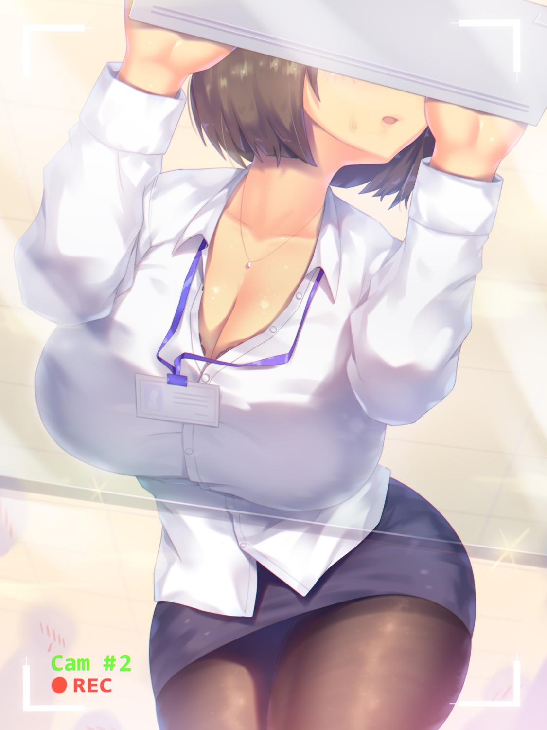 a.x. bra cleavage dress shirt open shirt pantyhose | #738314 | yande.re